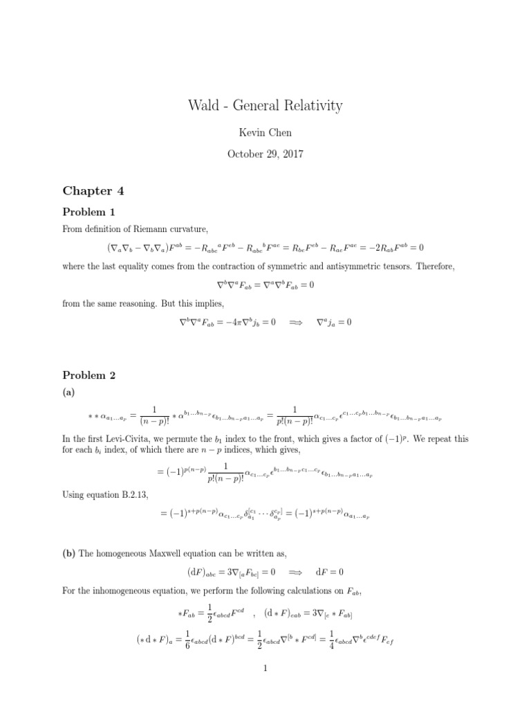 Wald - General Relativity: Kevin Chen October 29, 2017 | PDF ...