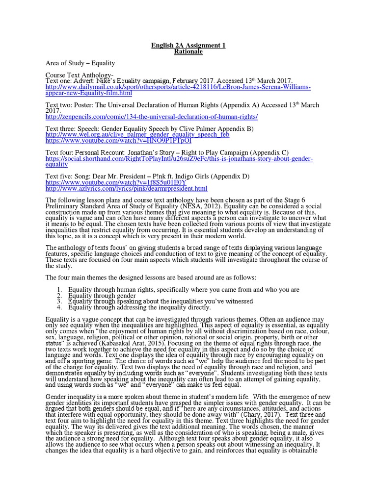 Equality in Texts: Lesson Plans & Analysis | PDF | Gender Equality ...
