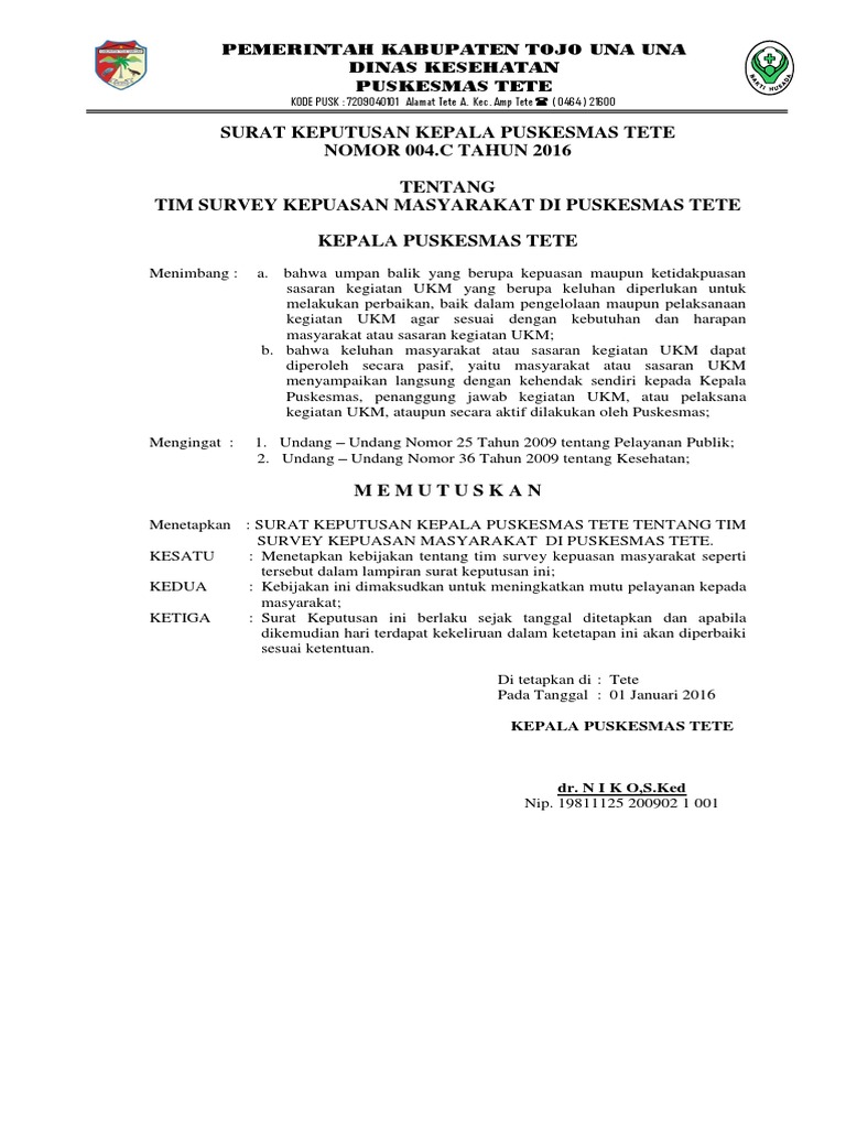 004.c SK Tim Survey Kepuasan Masyarakat | PDF