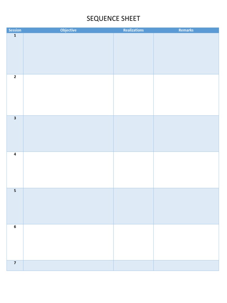 Sequence Sheet: Session Objective Realizations Remarks | PDF