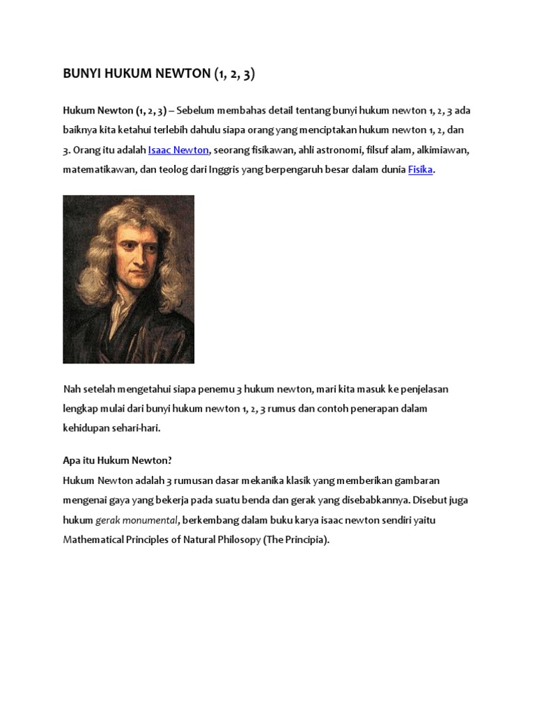 Bunyi Hukum Newton | PDF