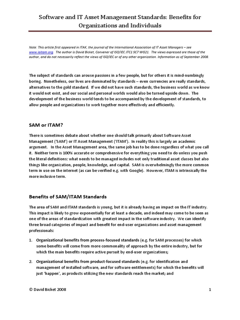 Software and IT Asset Management Standards: Benefits For Organizations ...