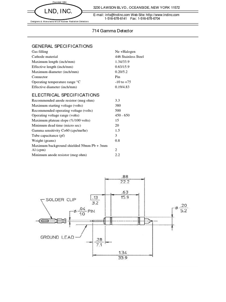LND 714 Gamma Detector Specs | PDF