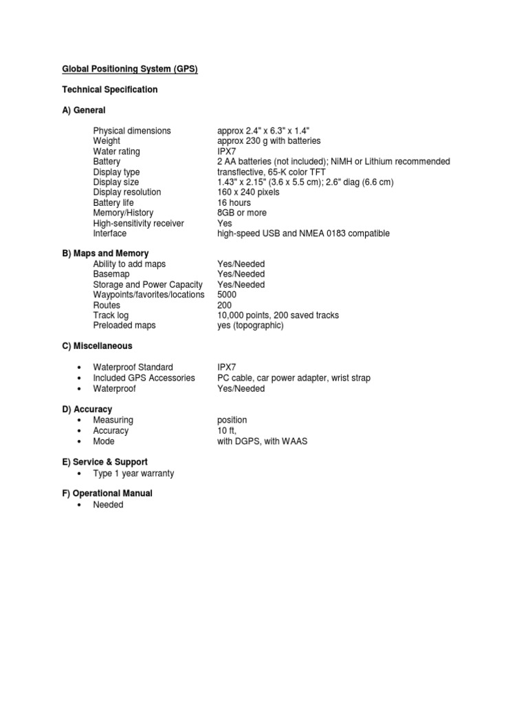 GPS Device Specification | PDF