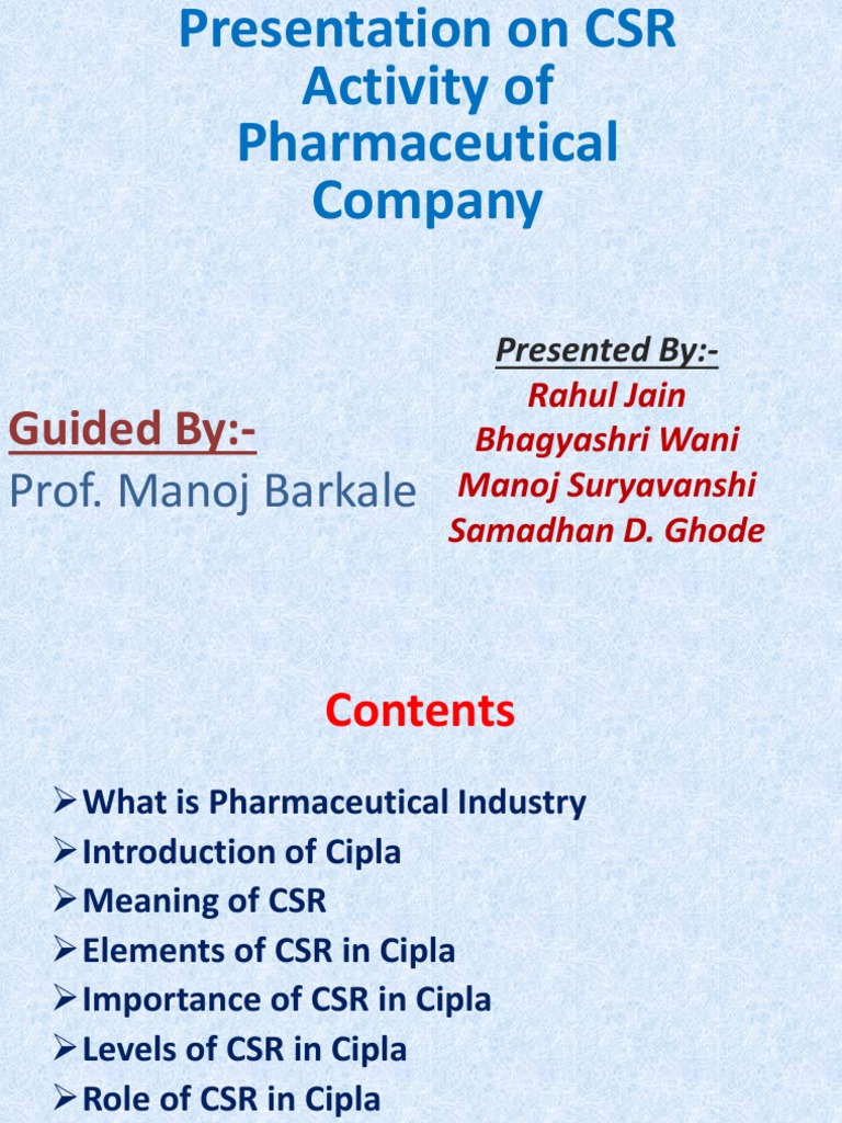 CSR Project | PDF | Corporate Social Responsibility | Pharmaceutical Drug