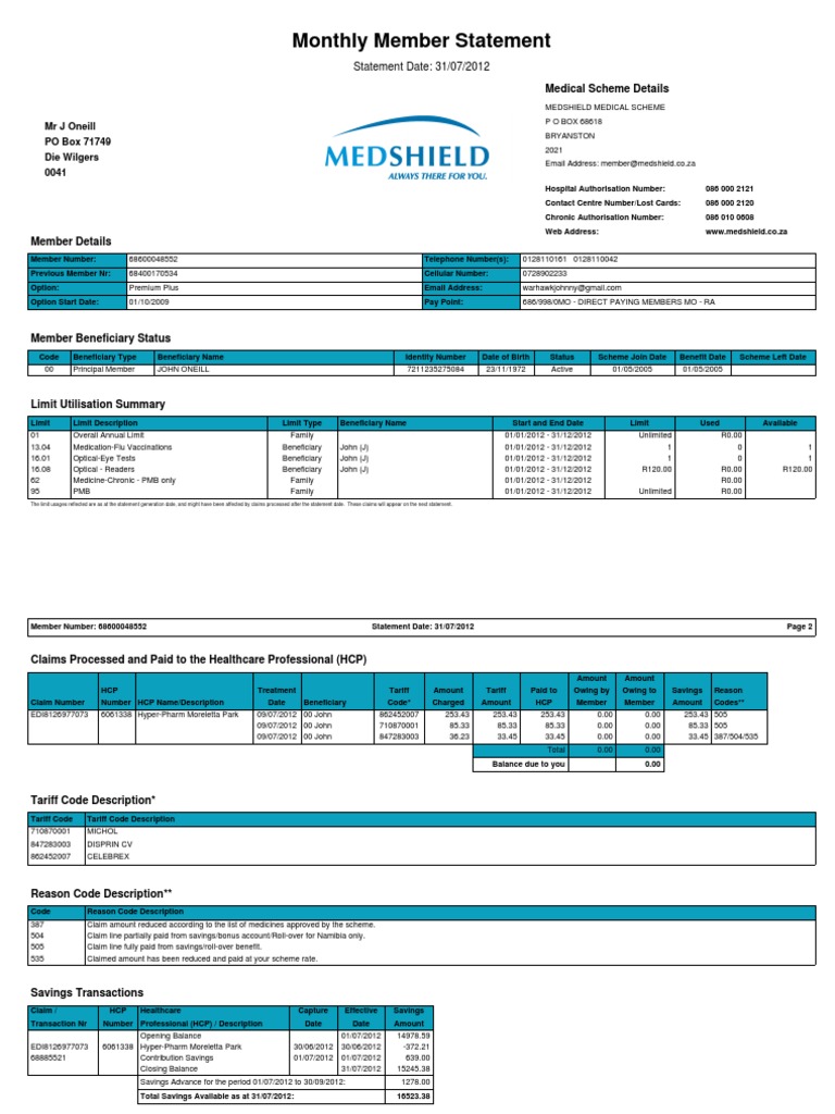 Member Statement 68600048552 | Download Free PDF | Service Industries ...