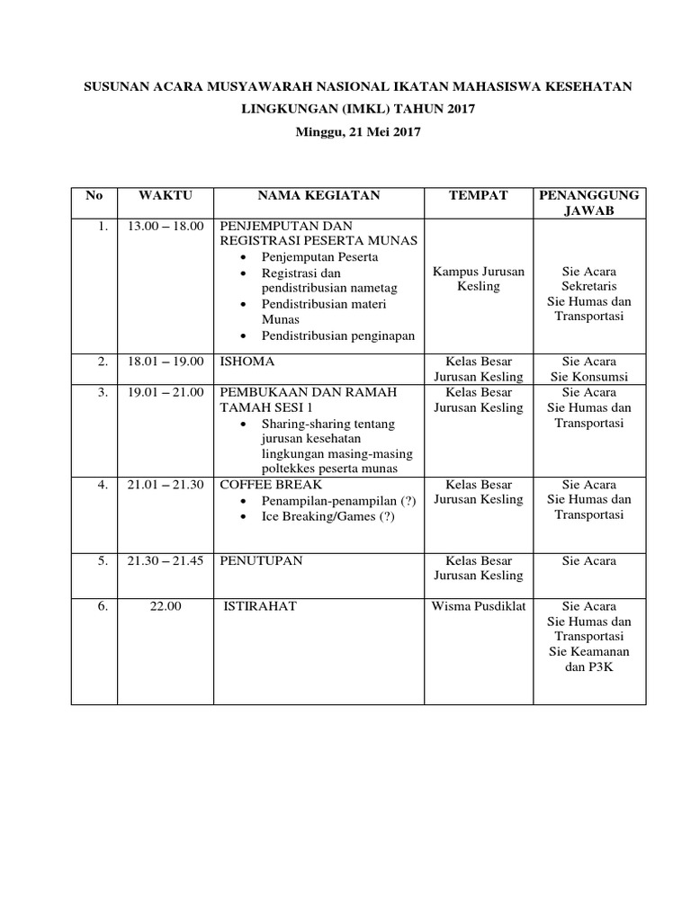 Contoh Susunan Acara | PDF
