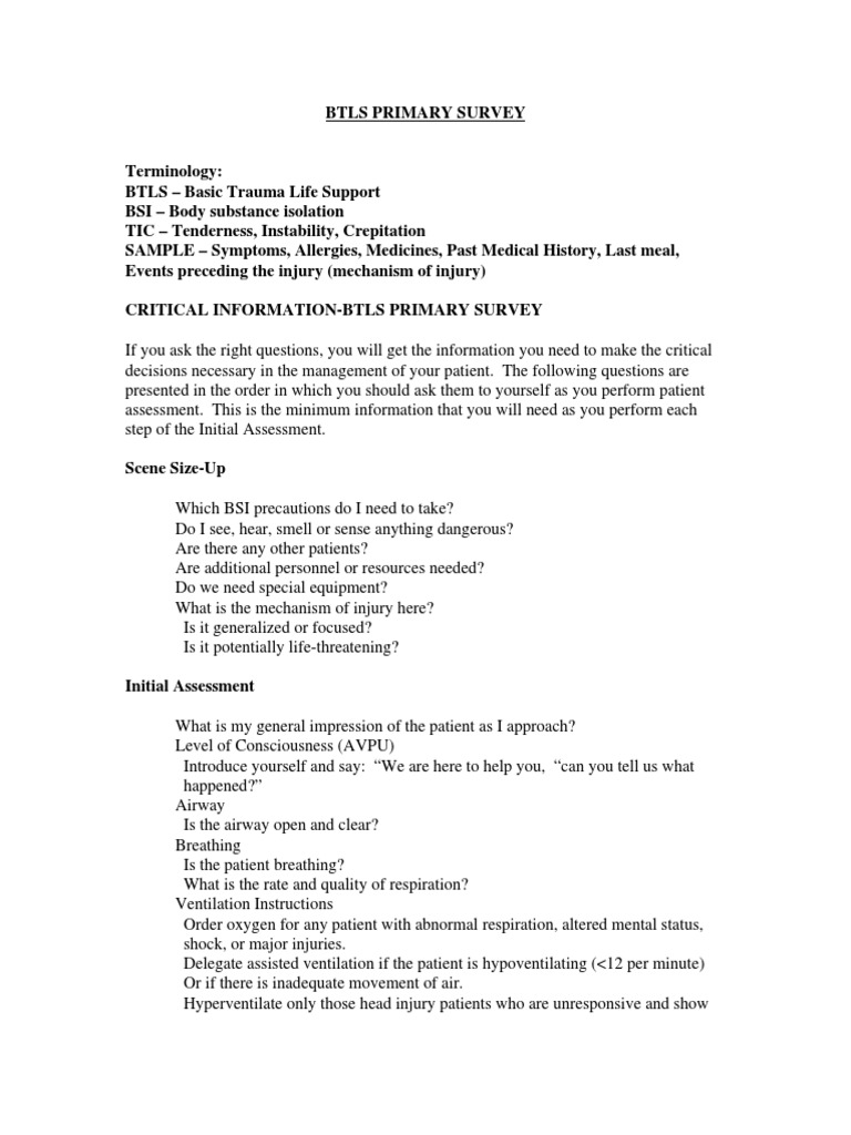 Basic Trauma Life Support | PDF | Major Trauma | Thorax