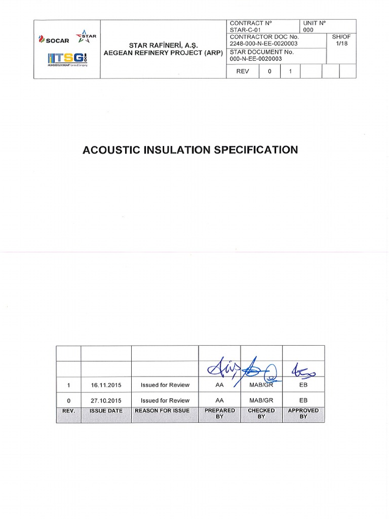 000 N EE 0020003 Rev1 Acoustic Insulation Specification | PDF | Thermal ...