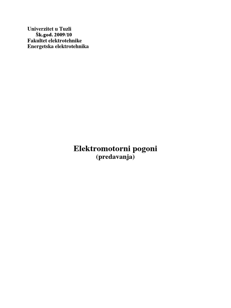 Elektromotorni Pogoni | PDF