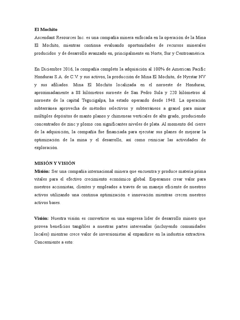 El Mochito | PDF | Honduras | Minería