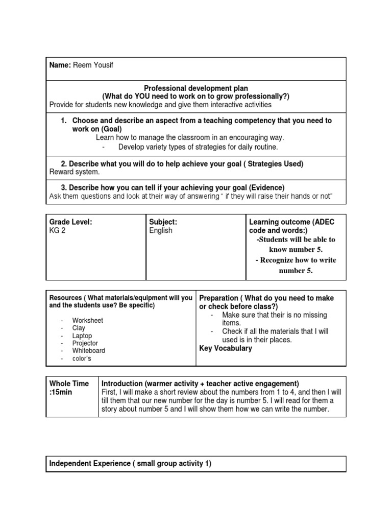 Number 5 Plan | PDF | Educational Assessment | Applied Psychology