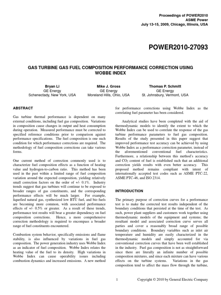Gas Turbine Gas Fuel Composition Performance Correction | PDF | Natural ...