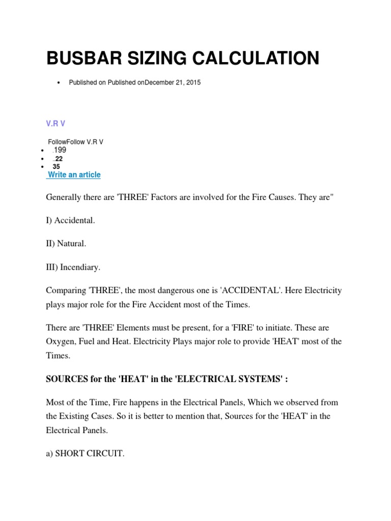 Busbar Sizing Calculation | PDF | Transformer | Building Engineering