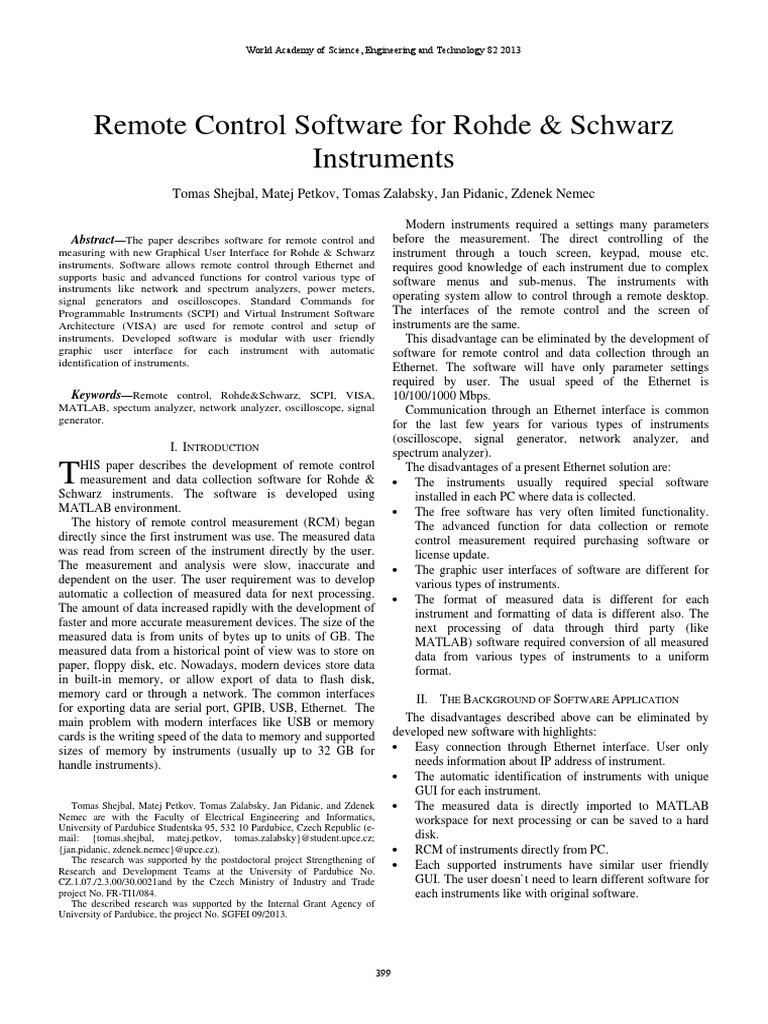 Remote Control Software for Rohde & Schwarz | PDF | Graphical User ...