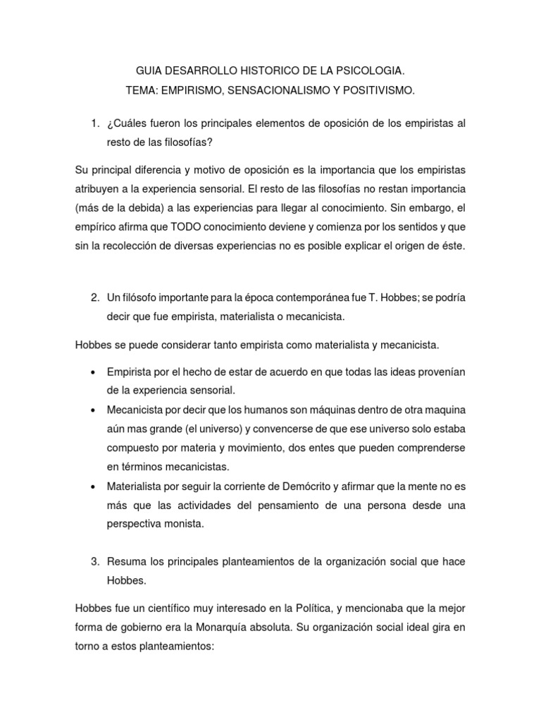 Historia del Empirismo y Positivismo | PDF | Mente | Empirismo
