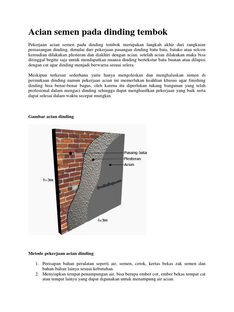 Acian Semen Pada Dinding Tembok | PDF