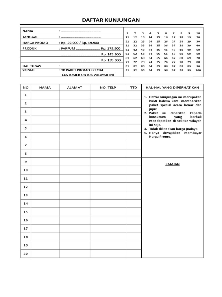 Daftar Kunjungan | PDF