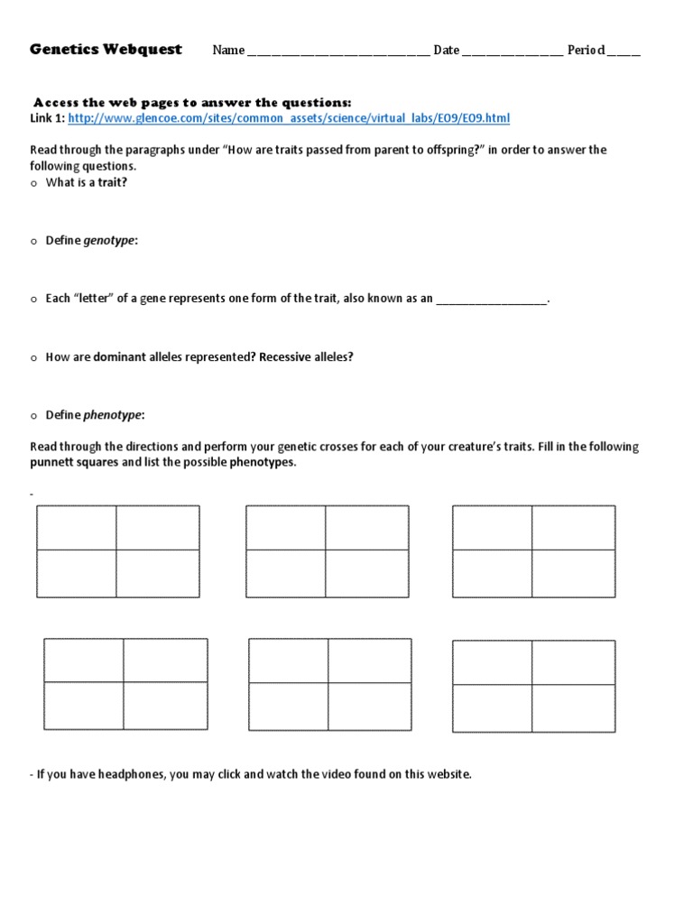 Genetics Webquest | PDF | Phenotypic Trait | Genotype