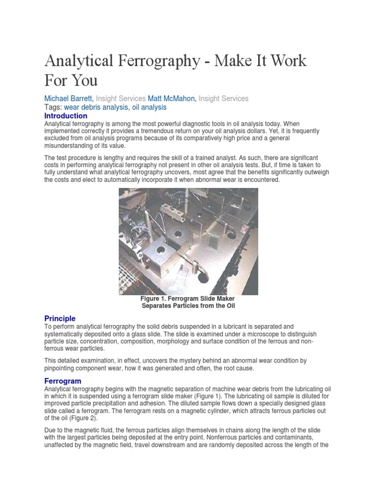 Analytical Ferrography - Make It Work For You: Michael Barrett Matt ...
