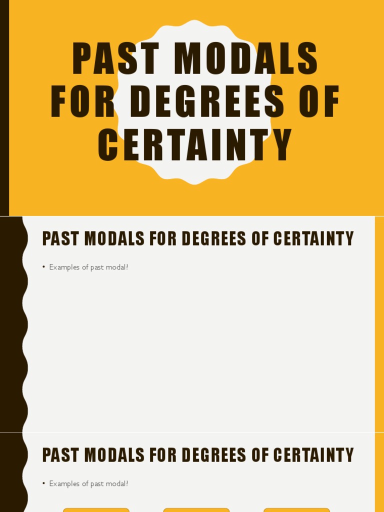 Past Modals For Degrees of Certainty | PDF | Self-Improvement