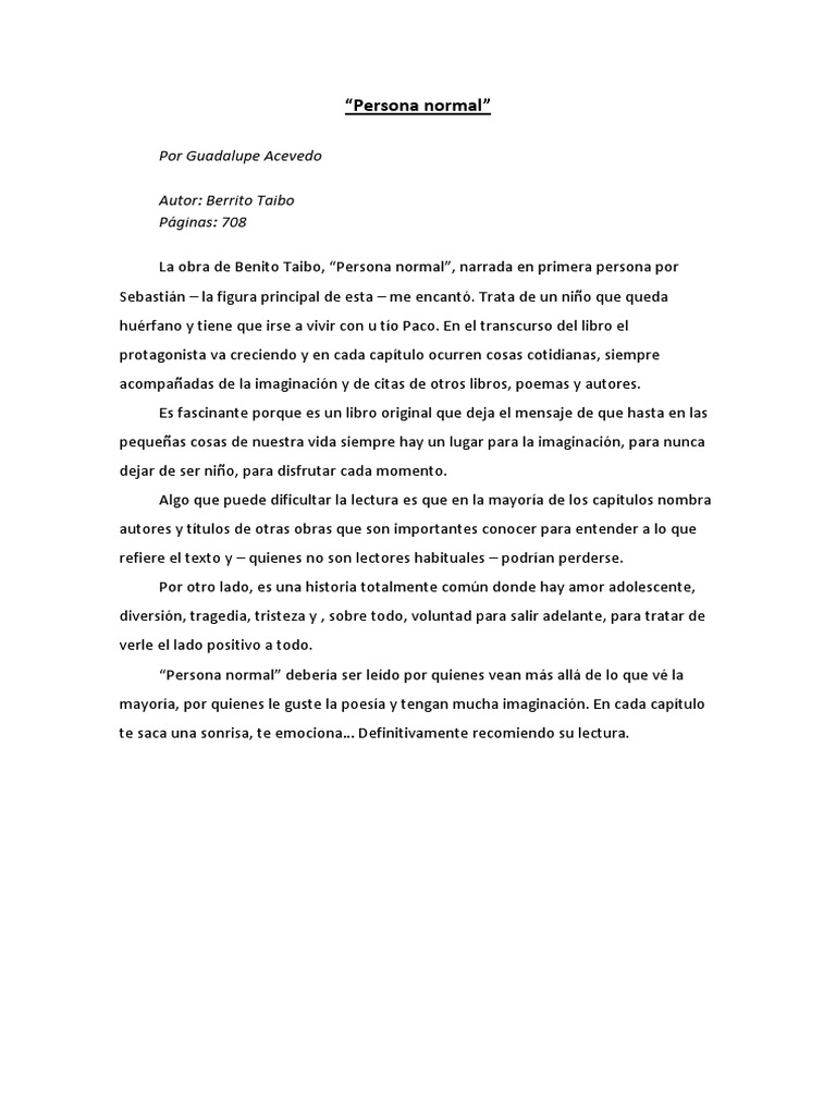 Resumen de "Persona normal" de Taibo | PDF | Novela negra, policíaca y ...