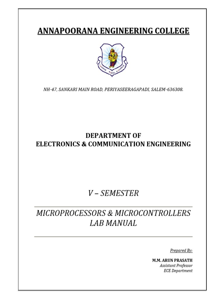 EC2308 Microprocessor and Microcontroller Lab Manual Arun | PDF ...