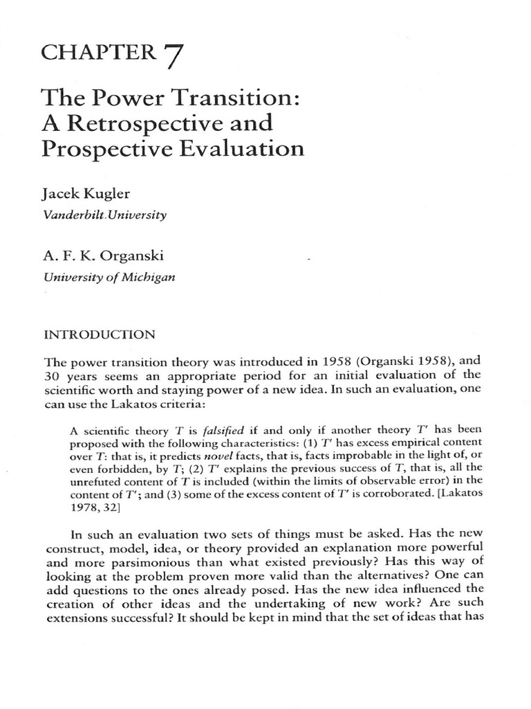 Evaluating Organski's Power Transition Theory | PDF | International ...