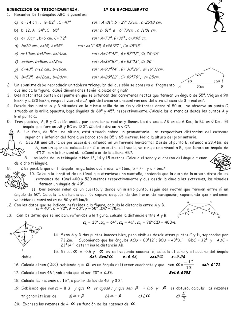 Ejercicios de Trigonometria | PDF | Triángulo | Funciones trigonométricas