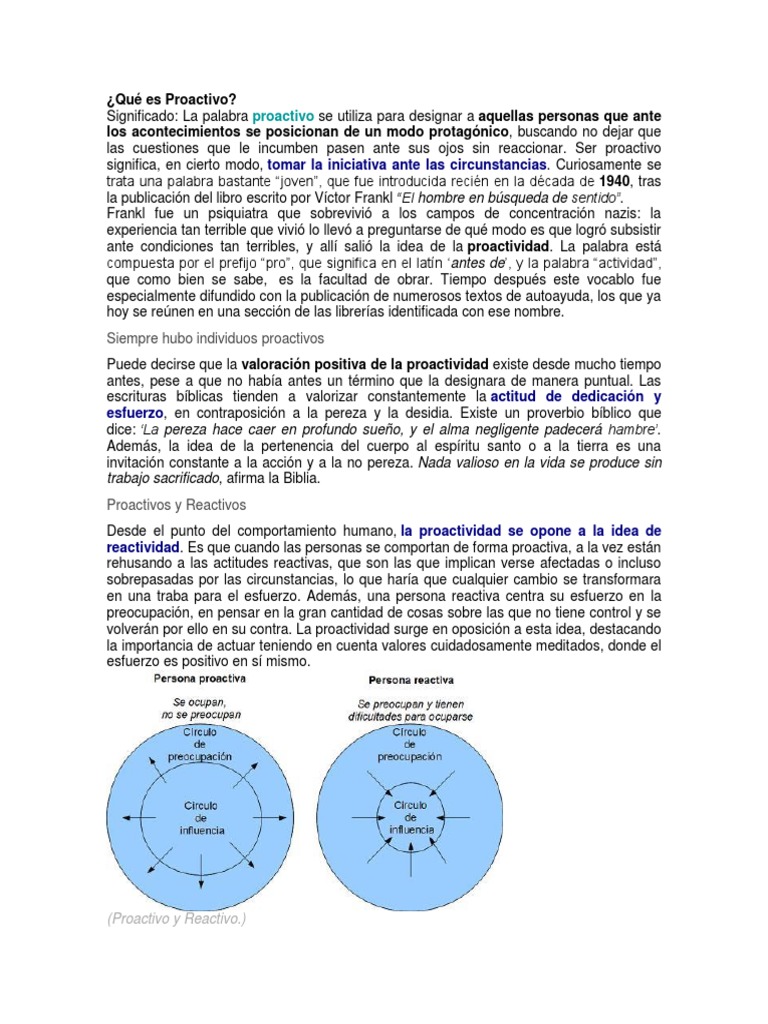 Proactividad: Significado y Ejemplos | PDF | Desorden hiperactivo y ...