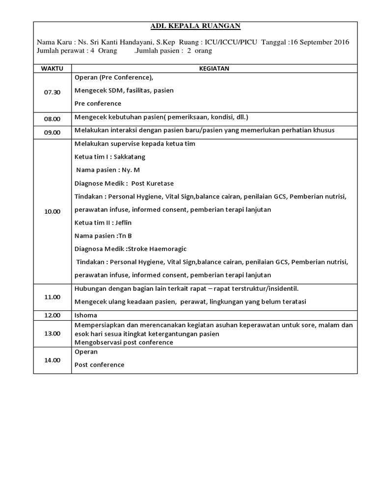 Rencana Harian Karu | PDF