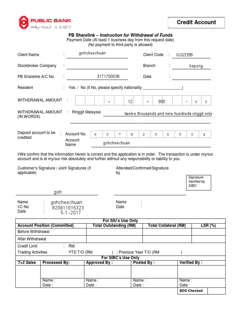 PB Sharelink Fund Withdrawal Form | PDF | Deposit Account | Service ...