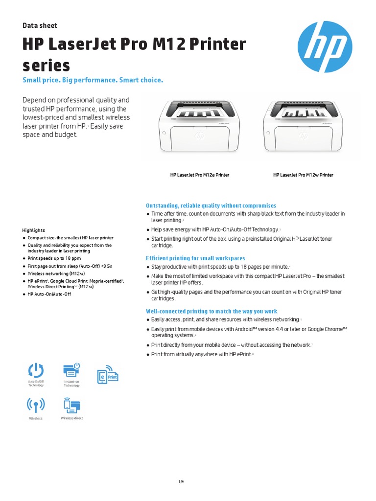 HP Laserjet Pro M12 Printer Series: Small Price. Big Performance. Smart ...
