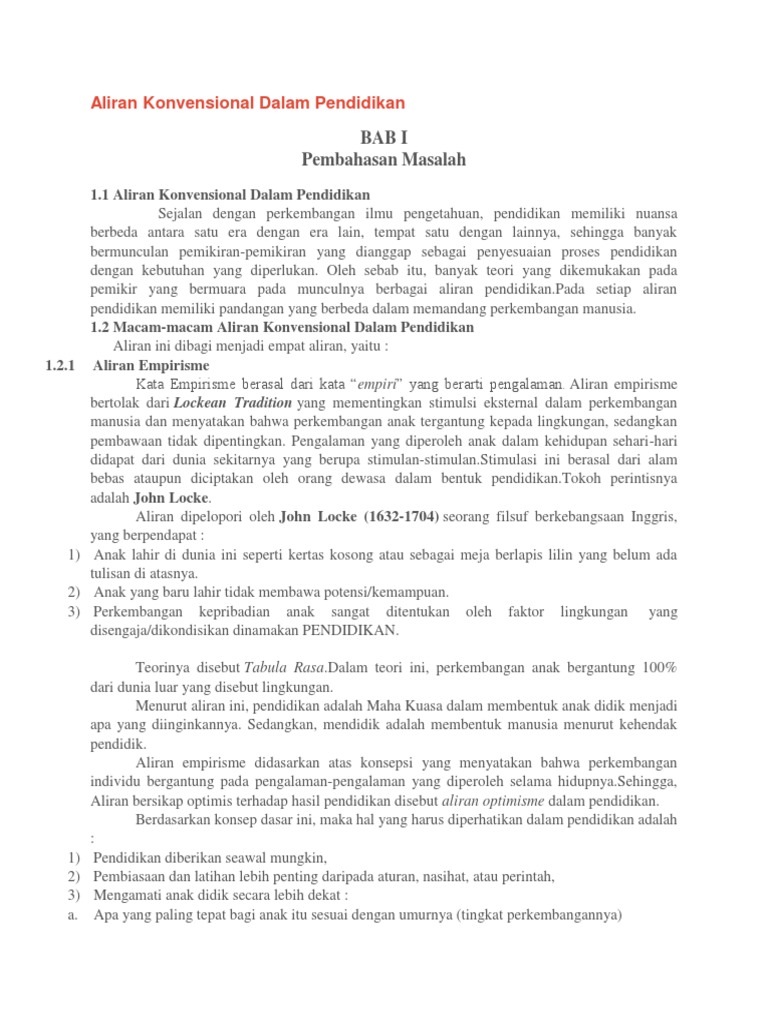 Aliran Konvensional Dalam Pendidikan | PDF