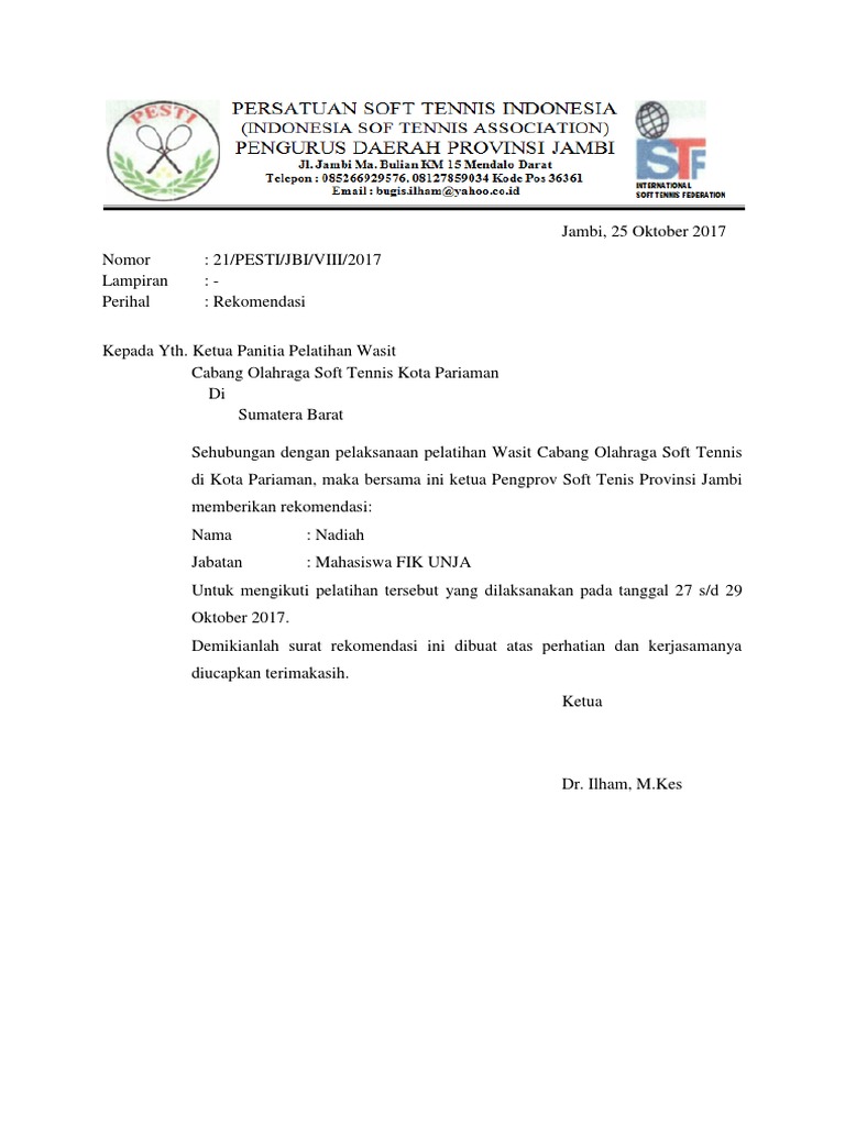 Surat Rekomendasi Wasit | PDF