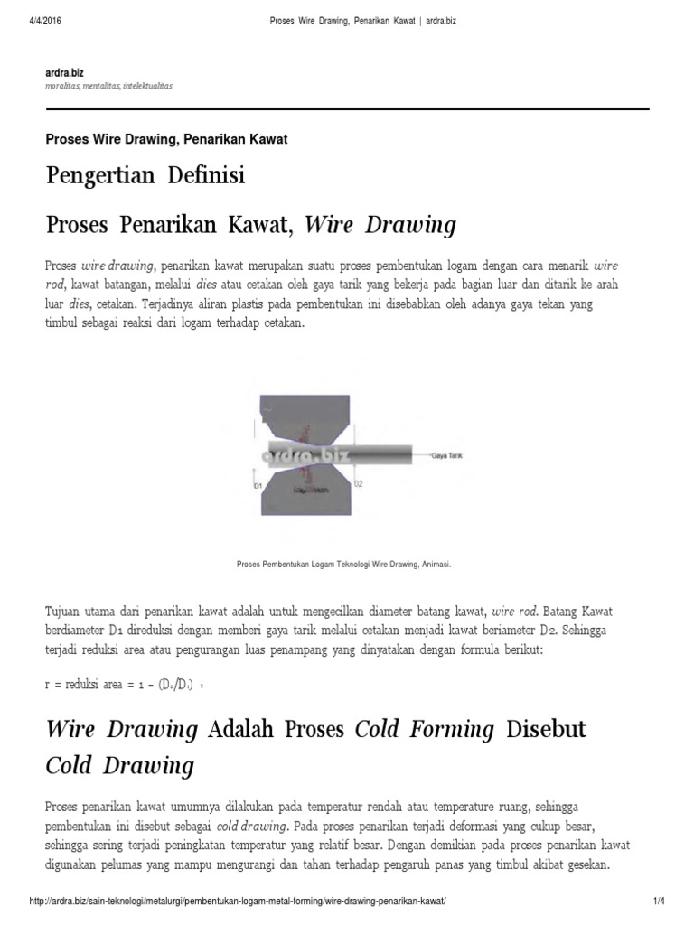 Proses Wire Drawing Penarikan Kawat Ardra | PDF