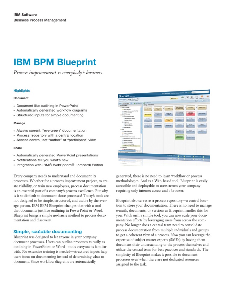 Brochure Ibm BPM Blueprint | PDF | Business Process | Business Process ...
