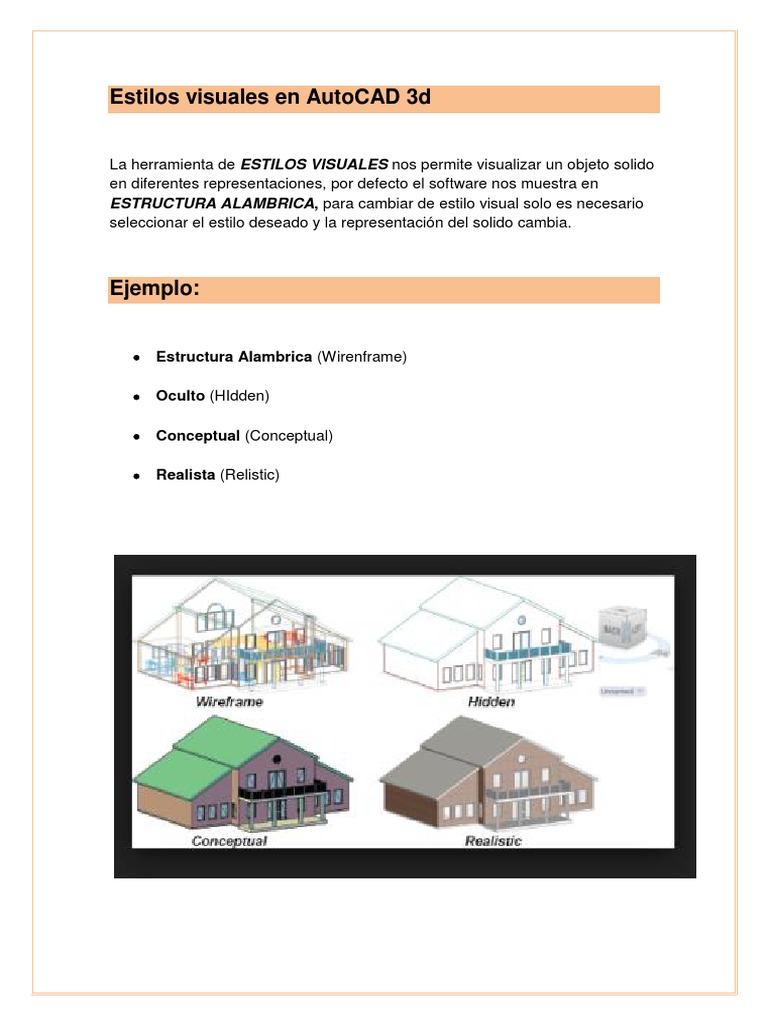 10 Estilos Visuales en AutoCAD 3d PDF | PDF
