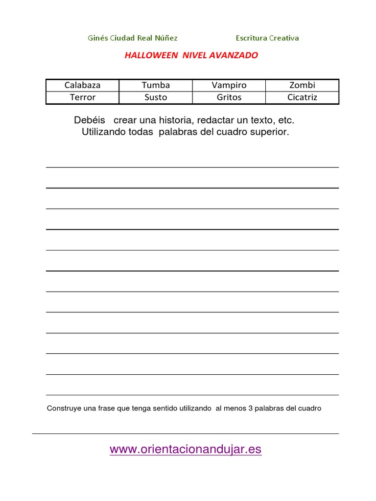 Coleccion Escritura Creativa Halloween Nivel Avanzado 5 | PDF | Víspera ...