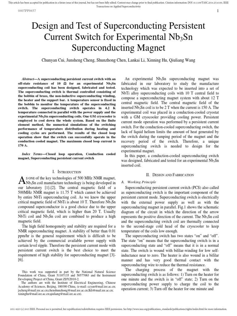 Superconducting Switch Design & Test | PDF | Superconductivity ...
