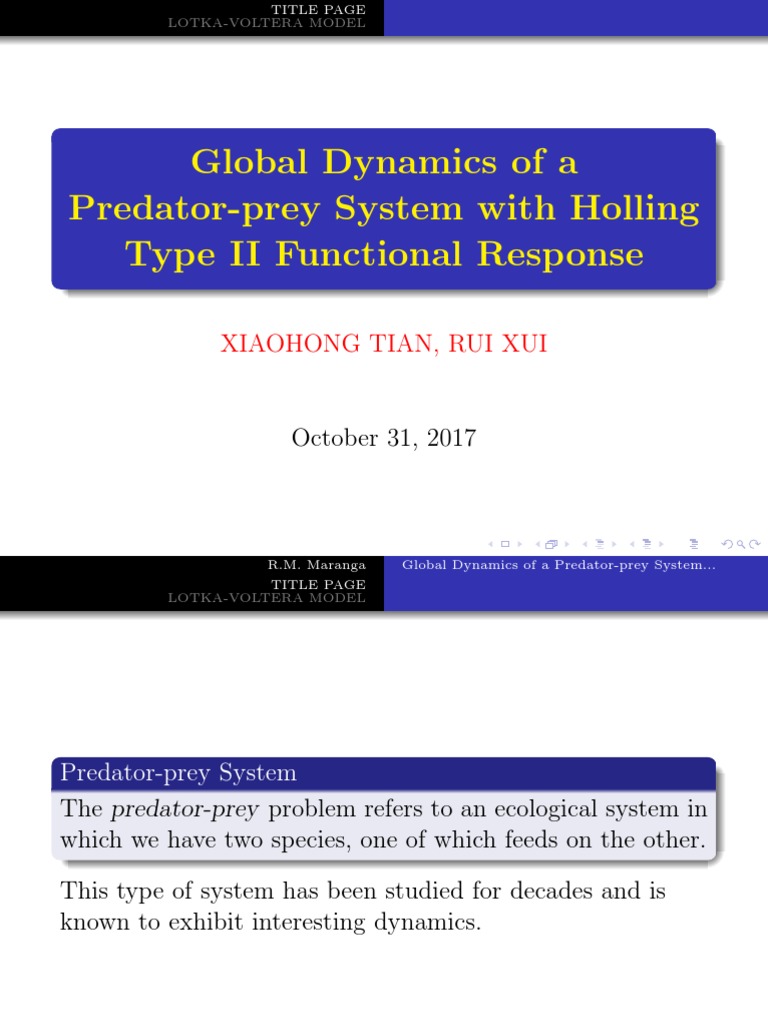 Global Dynamics of A Predator Prey System With Holling Type 2 Functional Response | PDF ...