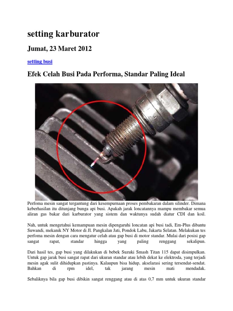 Setting Karburator | PDF