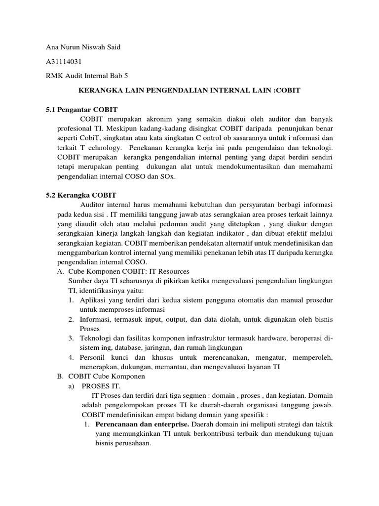 RMK Audit Internal Bab 5 | PDF