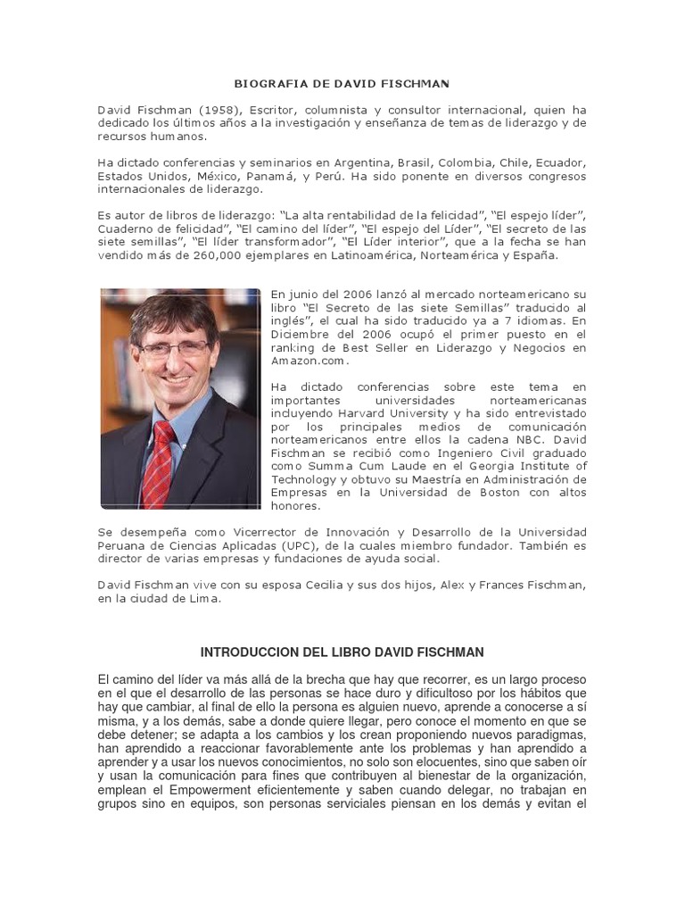 Biografia de David Fischman | PDF | Autoestima | Universidad