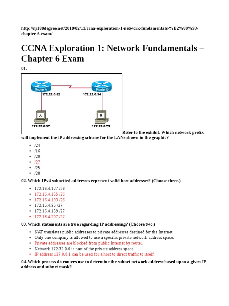 Ccna1 Chapter 6 Pdf Ip Address Router Computing