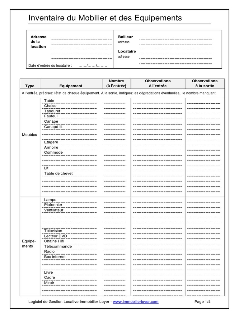 Modele Inventaire Meuble | PDF | Accueil | Biens de consommation