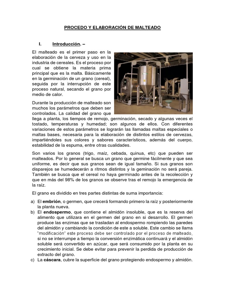 2017 - 09 - 08 Proceso de Malteado | PDF | Cereales | Germinación