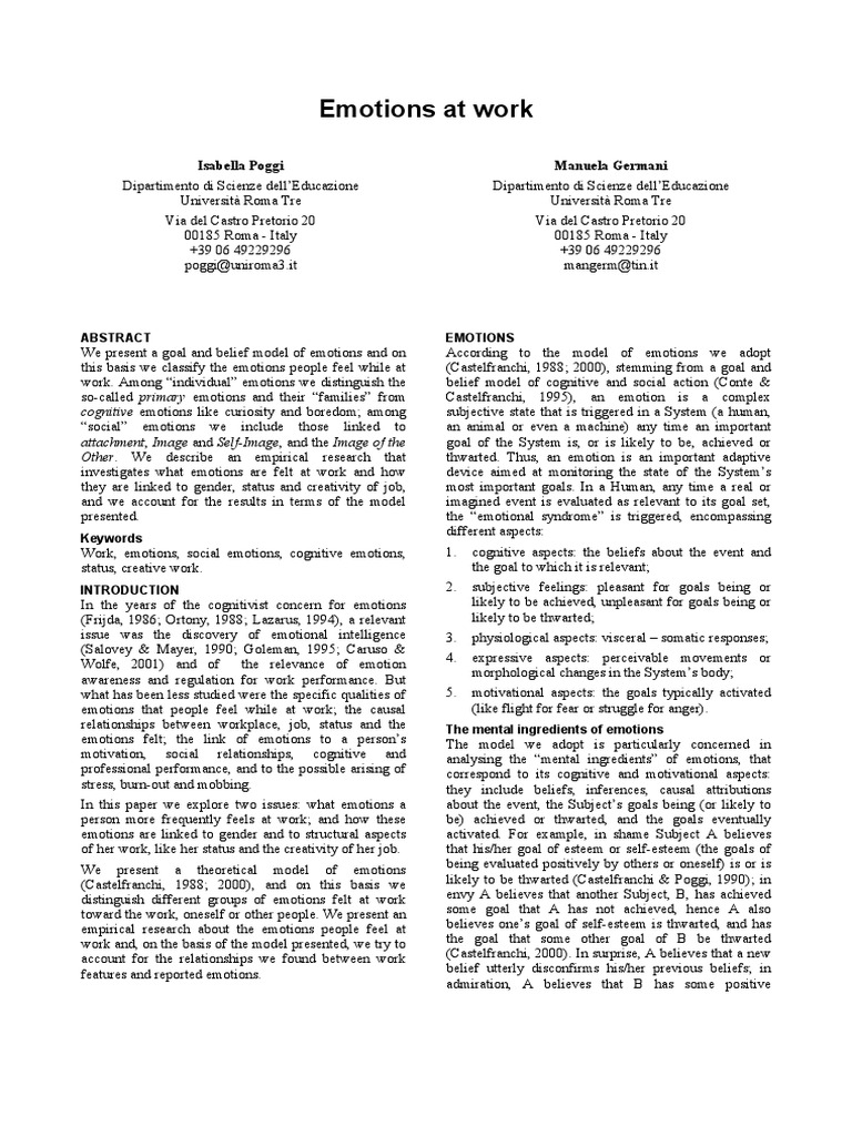 Emotion at Work | PDF | Self Esteem | Emotions