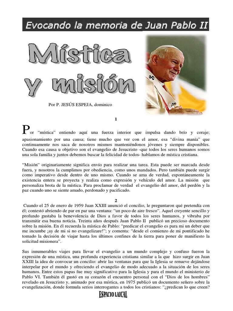 Mistica y Mision Jesus Espeja | PDF | Cristo (título) | Iglesia Católica