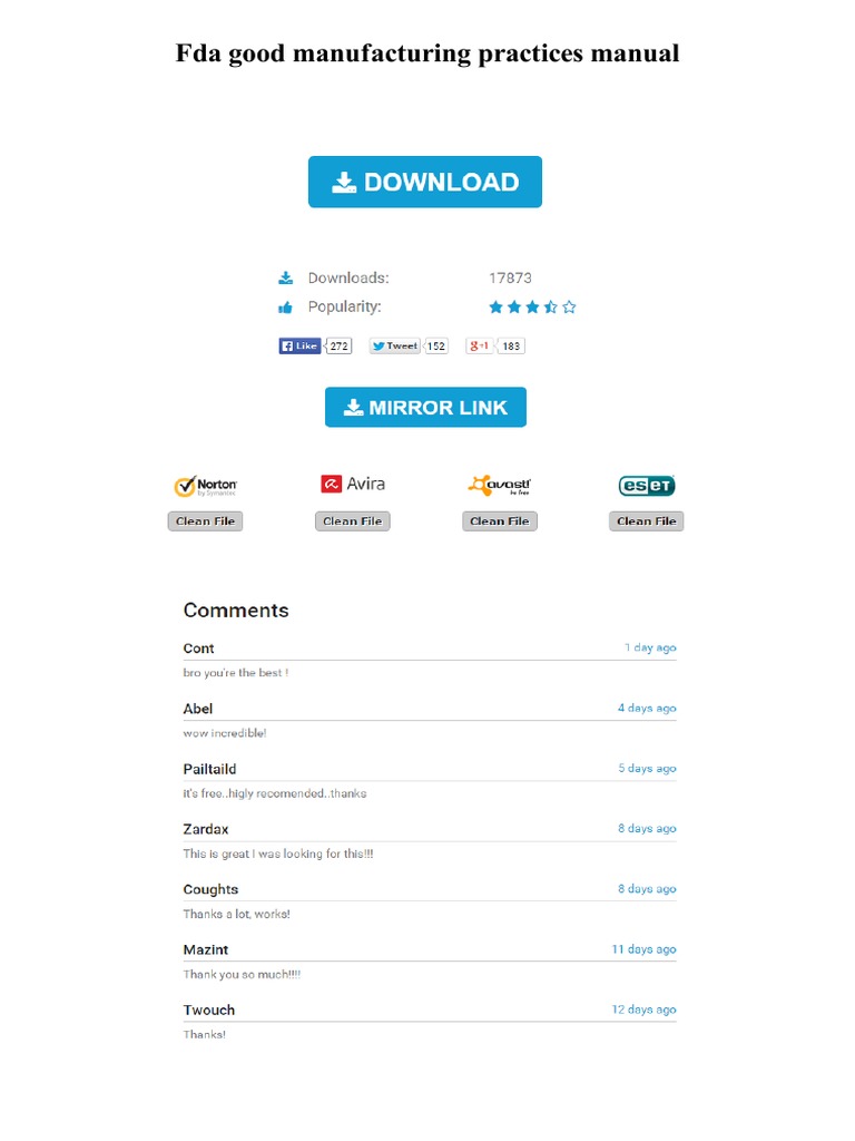 FDA Good Manufacturing Practices Manual | PDF | Verification And ...